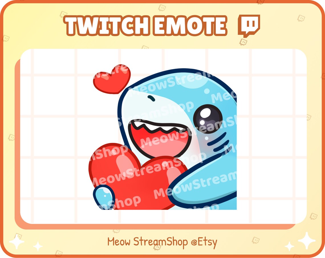 Twitch Emote / Cute Shark Heart Love Emotes / Kawaii Sharks - Etsy