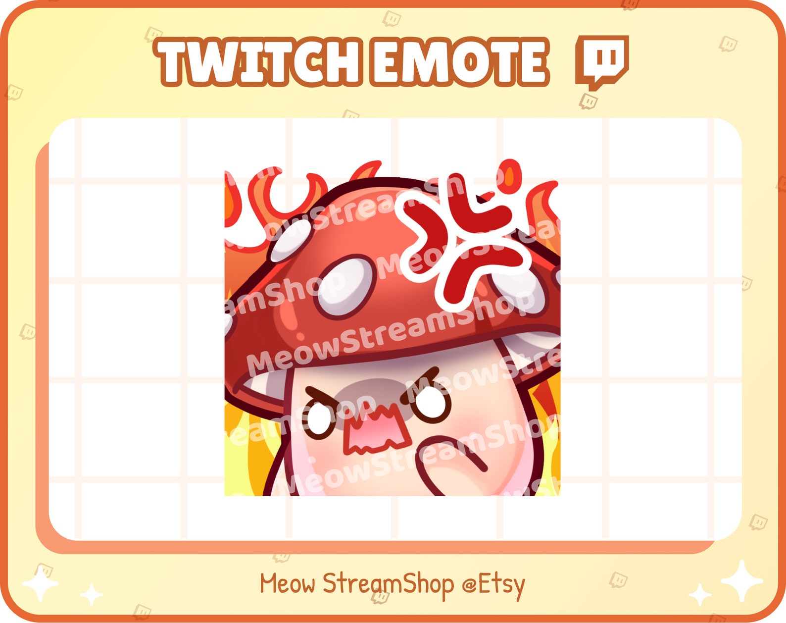 Twitch Emote / Cute Mushroom Rage, Angry, Mad, Pout Emote / Kawaii ...