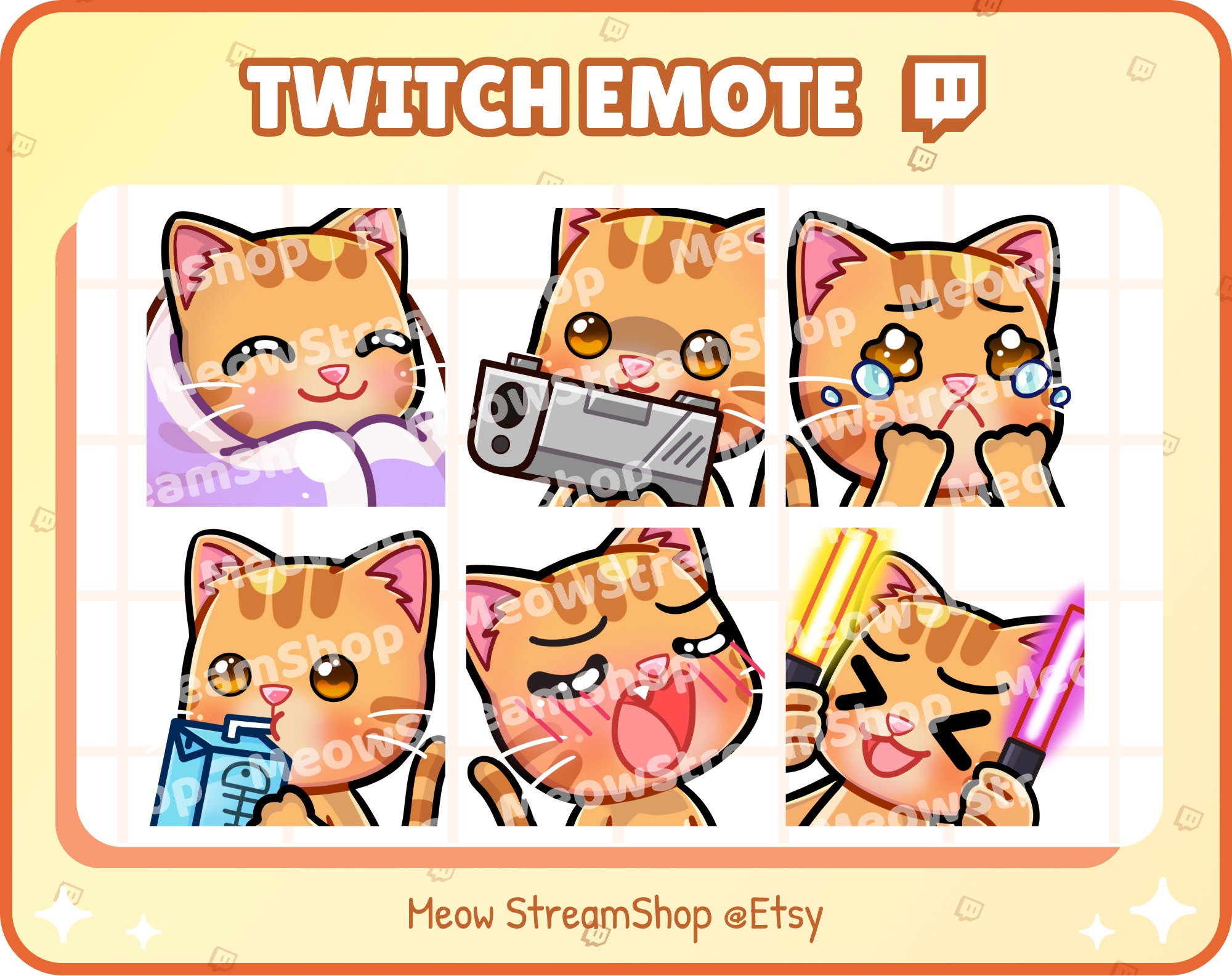 Twitch Emote / Cute Orange Cat Emotes Pack 4 comfy Gun - Etsy Hong Kong