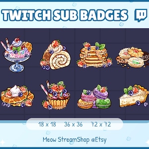 8x Twitch Sub, Bit Badges - Sweets, Dessert, Ice Cream, Pancakes, Swiss ...