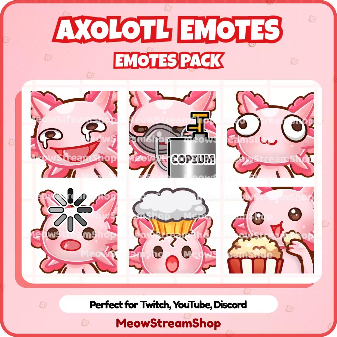 Axolotl Emotes Pack #10 (wheeze, Copium, Derpy, Loading, Mind Blown ...