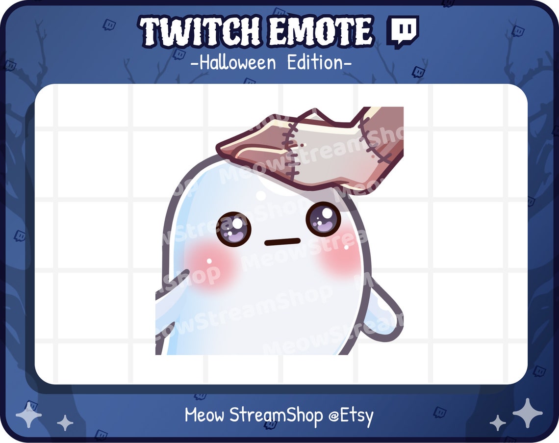 Twitch Emote / Cute Ghost Pat Emote / Kawaii Spooky Ghost Halloween ...