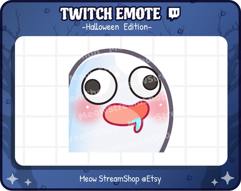 Twitch Emote / Cute Ghost Derp, Funny, Silly, Fools, Dummy Emote / Kawaii Spooky Ghost Halloween ...