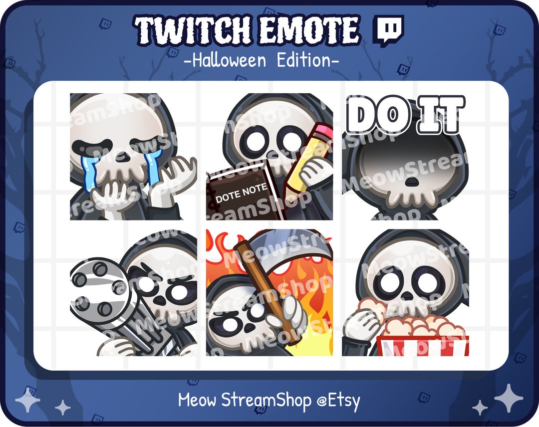Twitch Emote / Cute Grim Reaper Emotes Pack 2 cry, Note, Do It, Gun ...