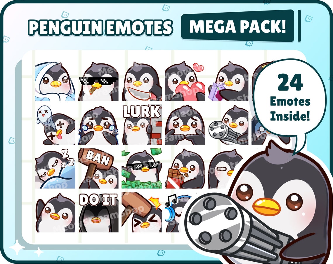 Twitch Emote / Lindo Pingüino Mega Pack Emotes 24 Emotes - Etsy España