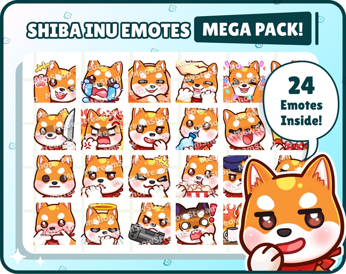 Twitch Emote / Cute Shiba Inu Mega Pack #1 Emotes ( 24 Emotes Ready to ...