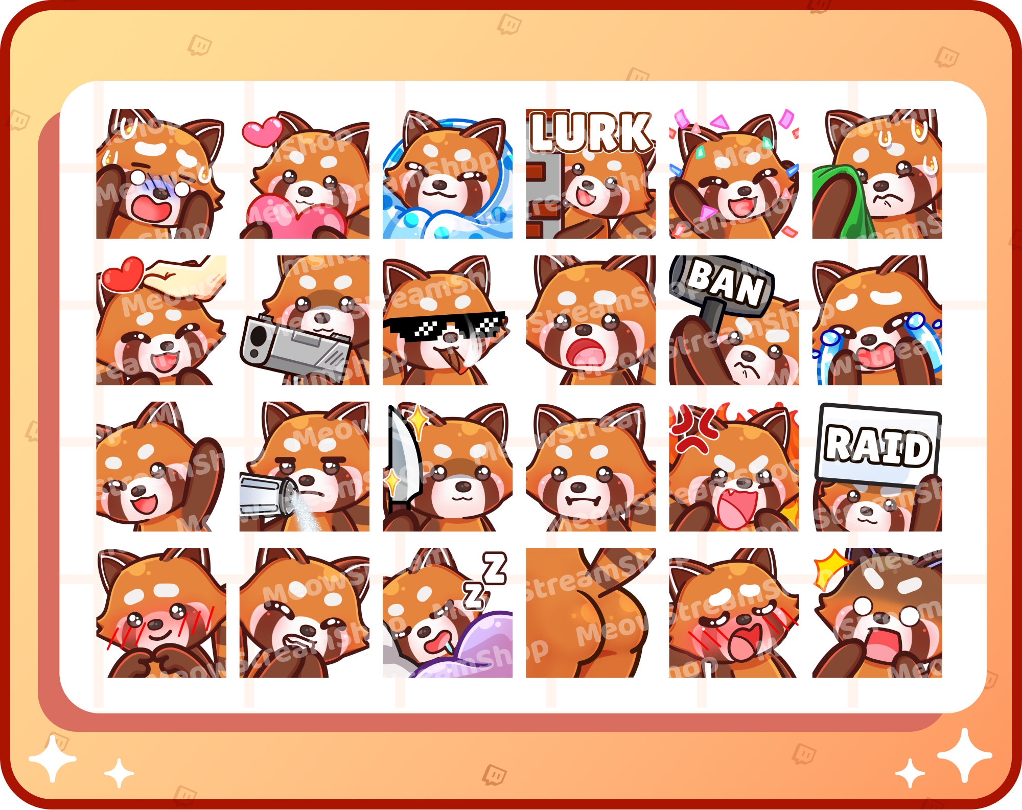 Twitch Emote / Cute Red Panda Mega Pack Emotes ( 24 Emotes Ready to Use ...