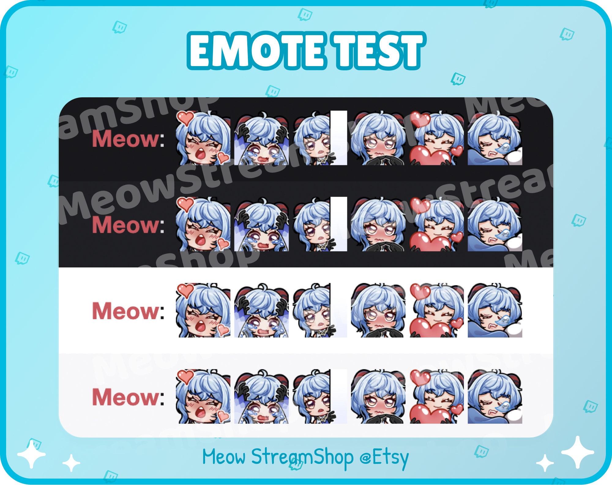 Twitch Emote / Ganyu Emotes Pack #1 (gasm, Cry, Lurk, Shy, Heart, Sleep ...