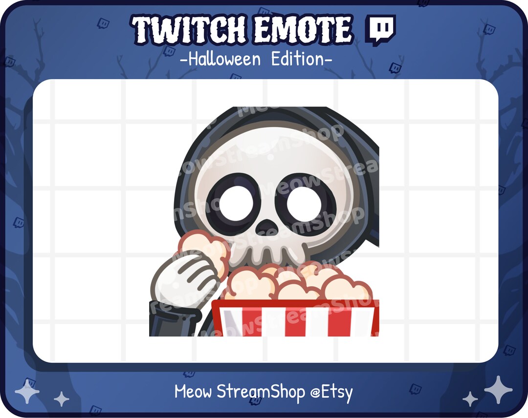 Twitch Emote / Cute Grim Reaper Popcorn, Eating Popcorn, Eat, Watch ...