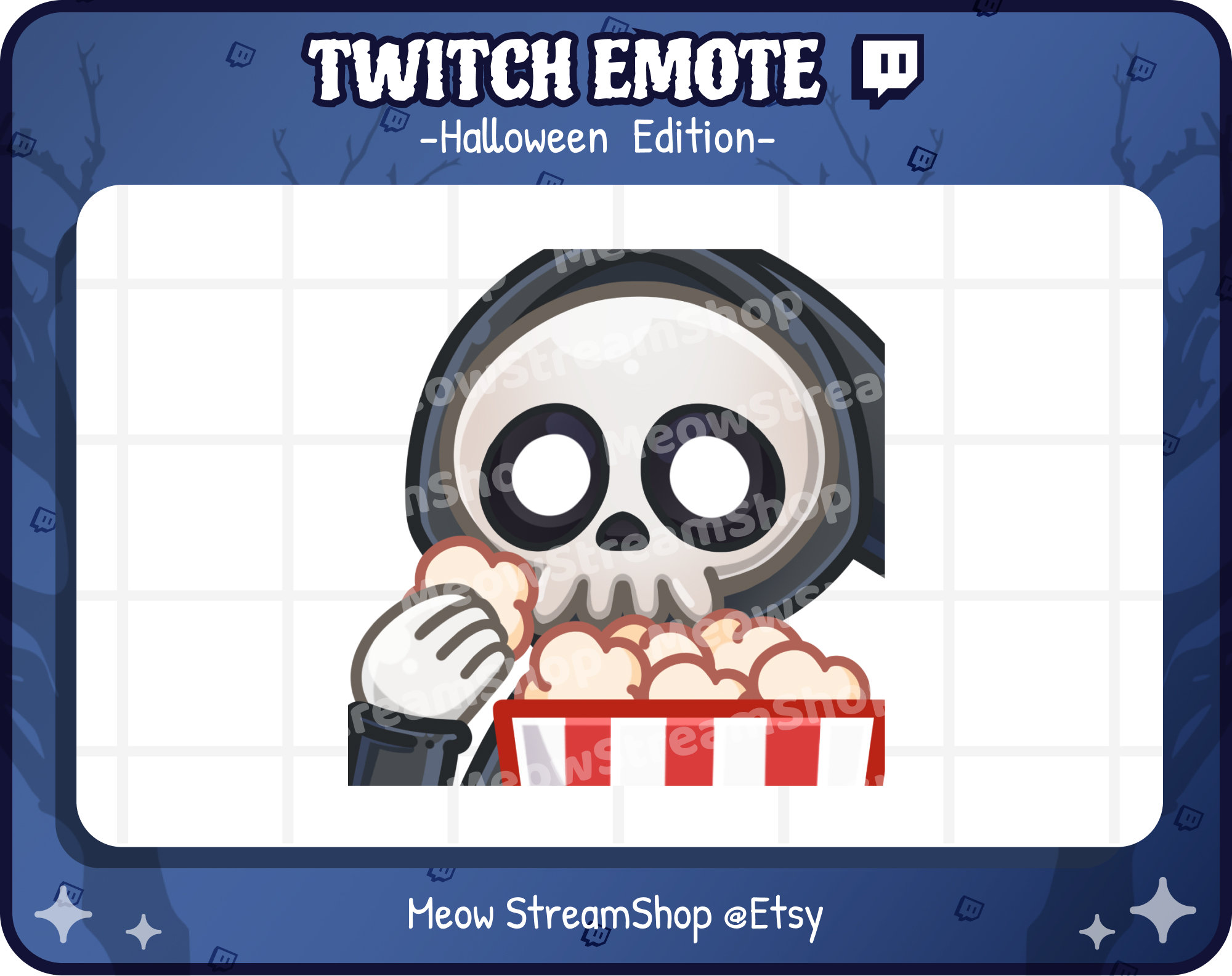 Twitch Emote / Cute Grim Reaper Popcorn, Eating Popcorn, Eat, Watch ...