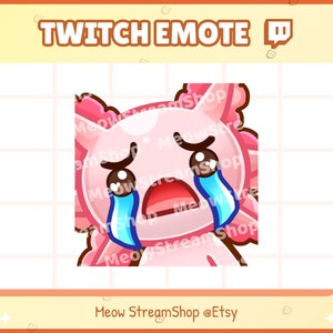 Twitch Emote / Cute Axolotl Cry, Sad, Tears Emote / Cute Axolotl ...