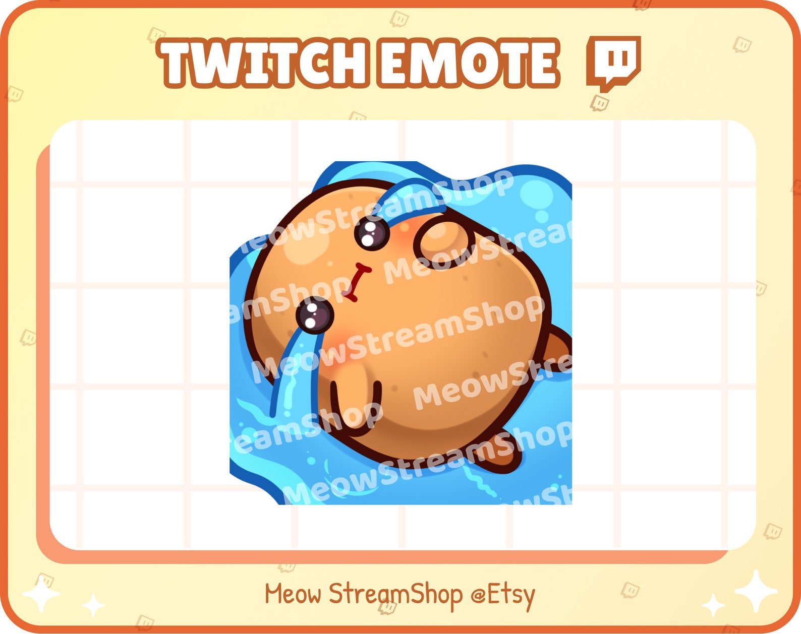 Twitch Emote / Cute Potato Laying Down, Cry, Sad, Tears, Panic Emotes ...