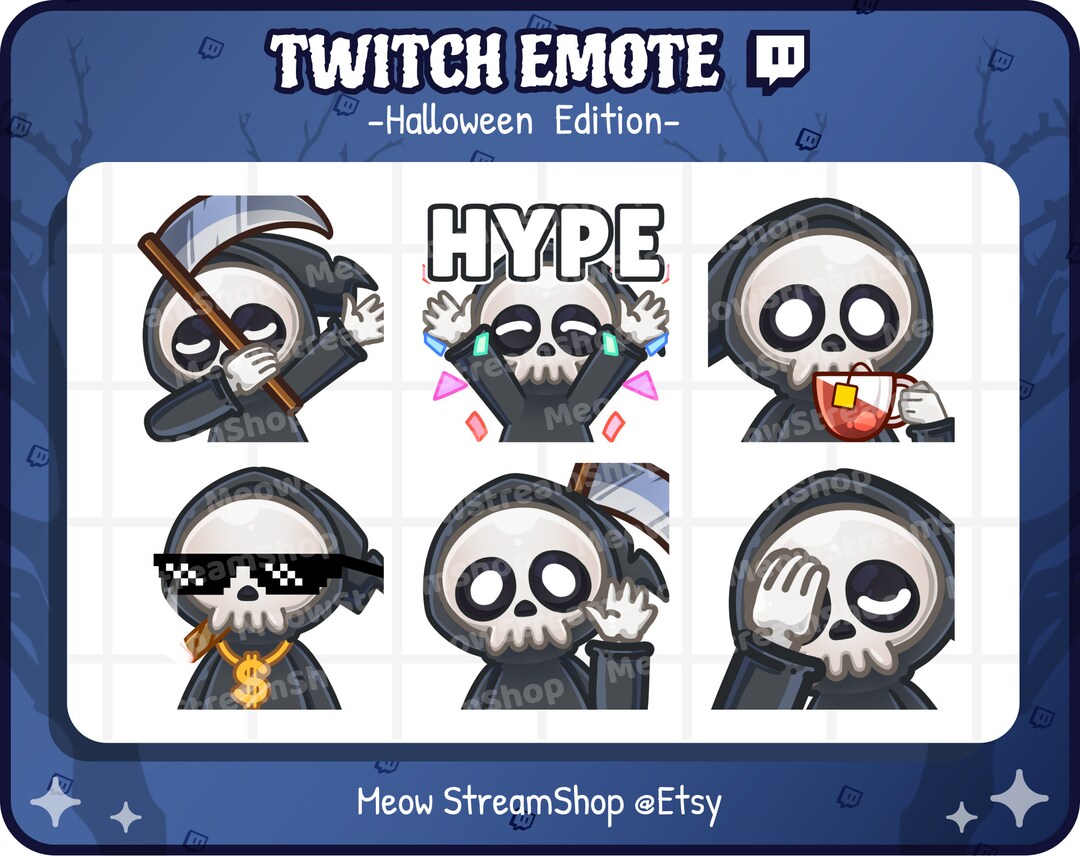 Twitch Emote / Cute Grim Reaper Emotes Pack (dab, Hype, Sip Tea, Cool ...