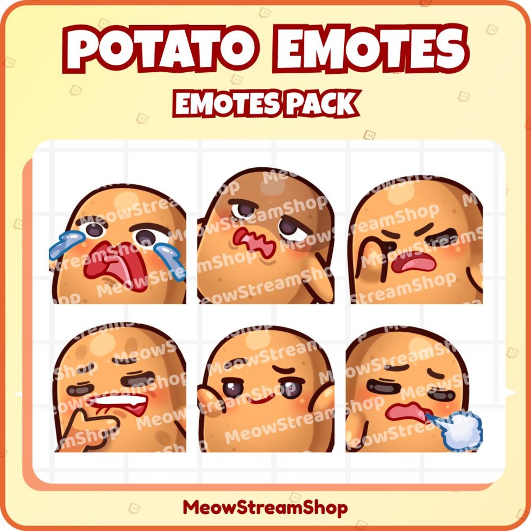 Twitch Emote / Cute Potato Pack #12 (aqua Cry, Bocchi, Facepalm, Sheesh ...