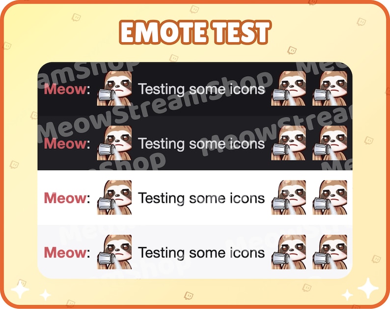 Twitch Emote / Cute Sloth Salty Emotes / Kawaii Lazy Sloth Animal Sub ...