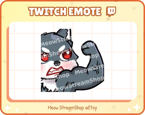 Twitch Emote / Cute Grey Wolf Flex Alpha Strong Muscle - Etsy Canada