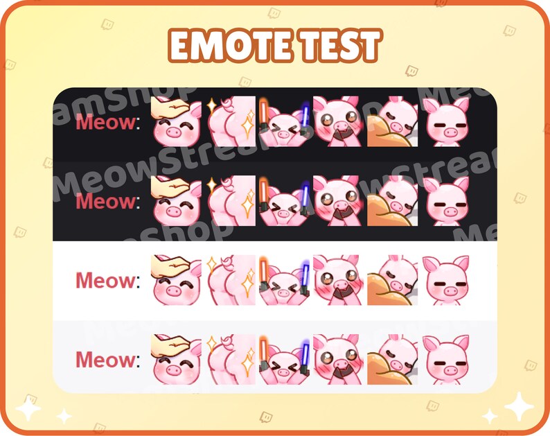 Twitch Emote / Cute Pig Emotes Pack #4 (pat, Sleep, Flat Face, Shy ...