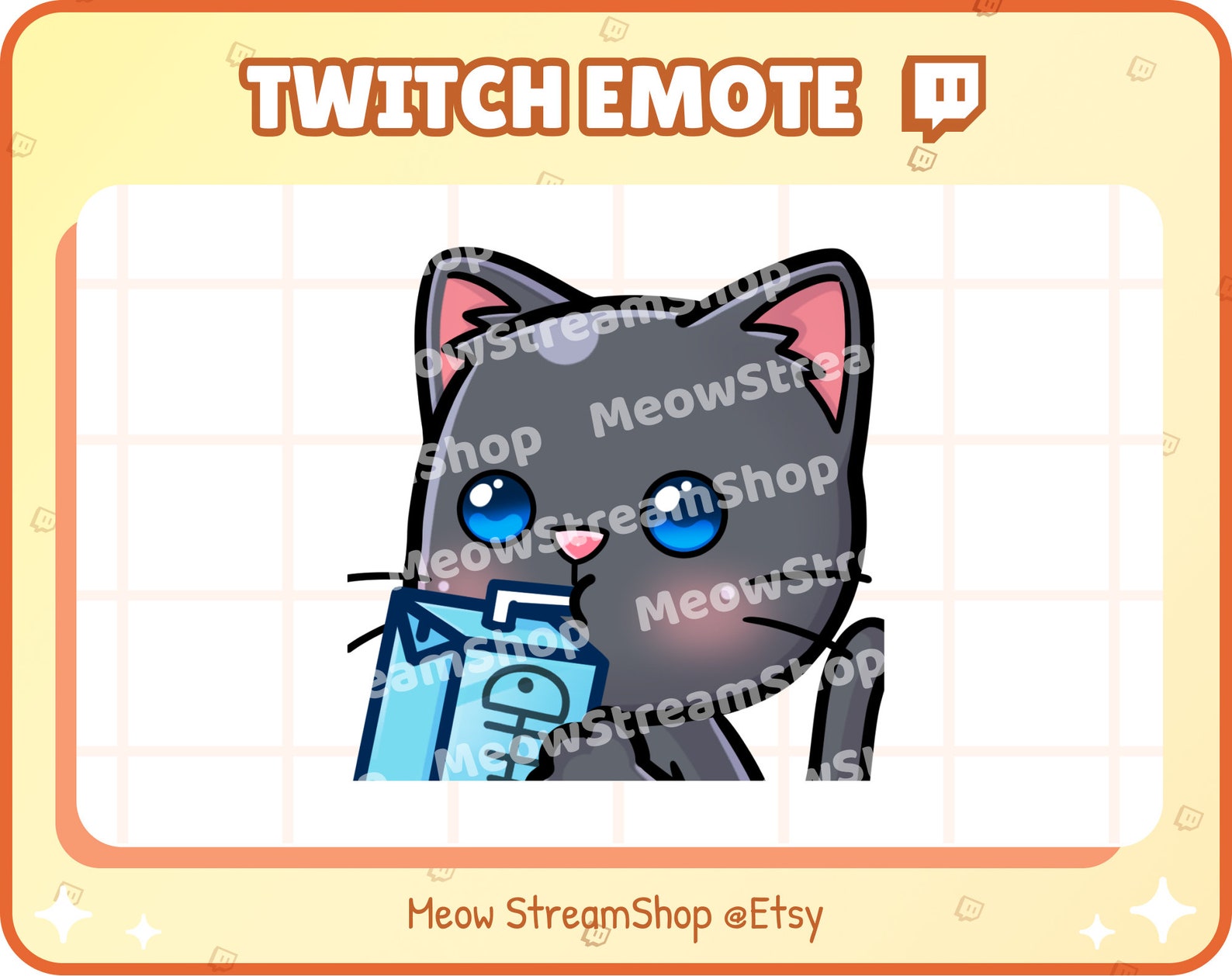 Twitch Emote / Cute Black Cat Sip Sipping Tea Drink Drink - Etsy