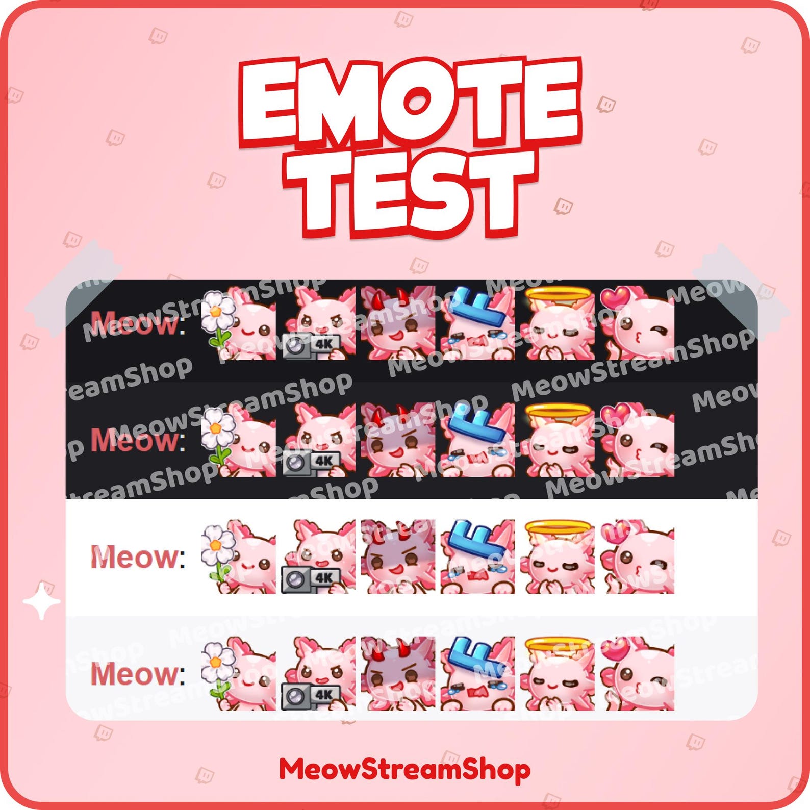 Axolotl Emotes Pack #11 (in 4k, Evil, F, Pray, Kiss, Flower) / Cute ...