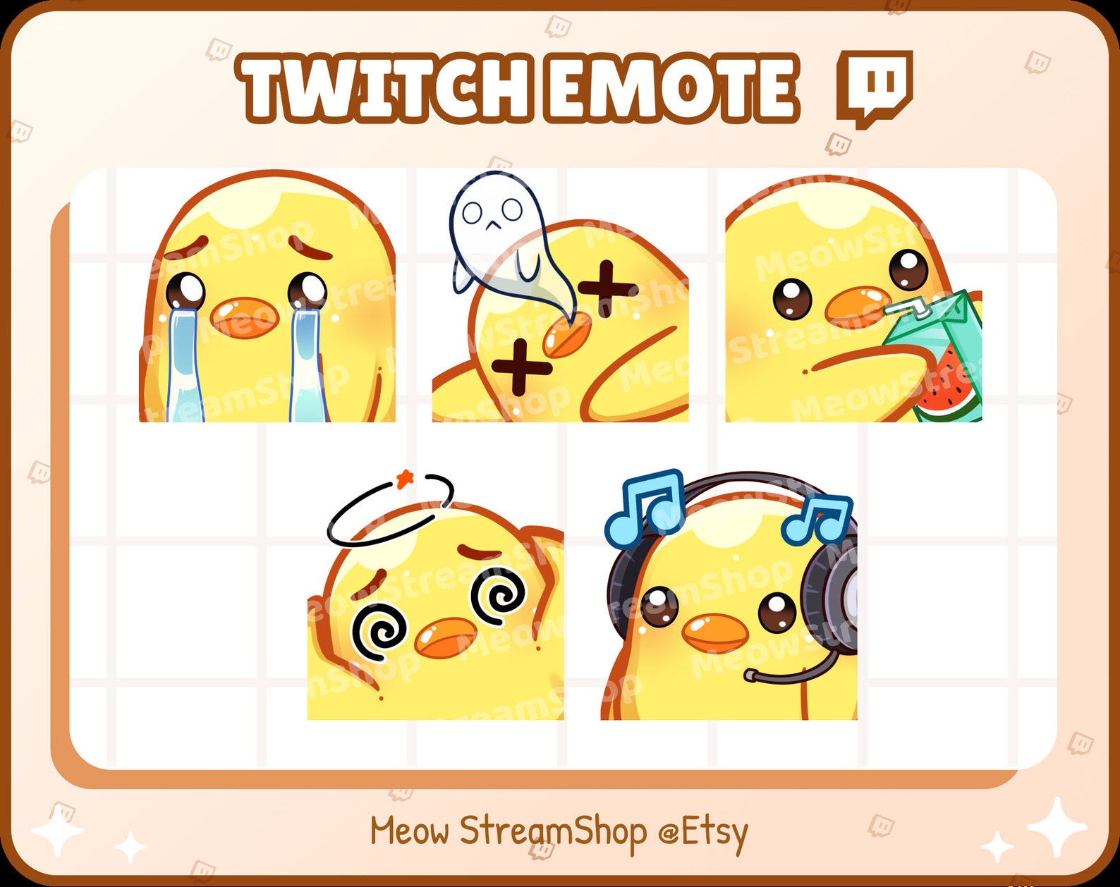Twitch Emote / Cute Chick Emotes Pack #3 (cry, RIP, SIP, Confused, Jam ...