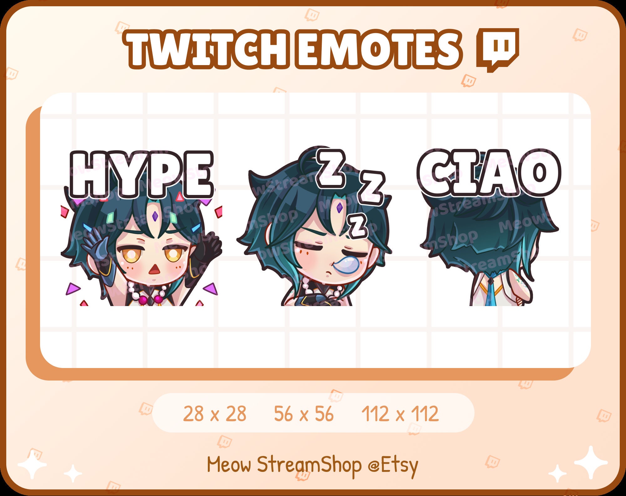 Twitch Emote Xiao Emotes Pack hype Sleep Ciao Bye - Etsy UK