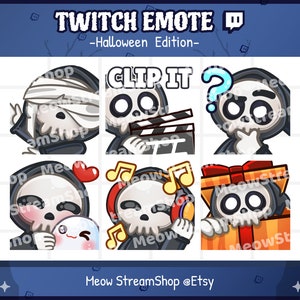 Twitch Emote / Cute Grim Reaper Emotes Pack 5 blind Fold, Clip It ...