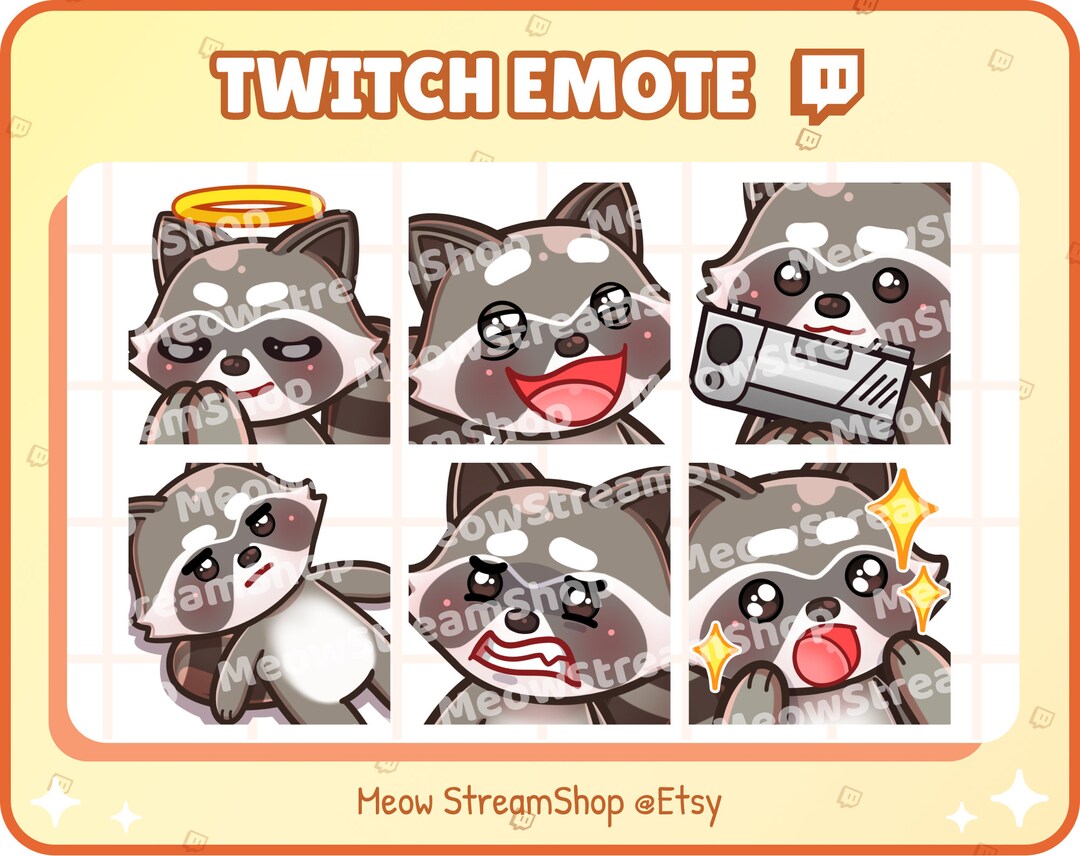 Twitch Emote / Lindo mapache emotes pack 3 reza, alto, pistola, por qué ...