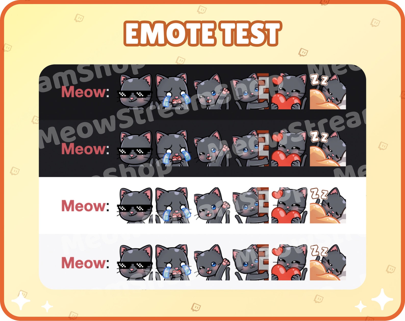 Twitch Emote / Cute Black Cat Emotes Pack #1 (cool, Cry, Waving, Lurk ...