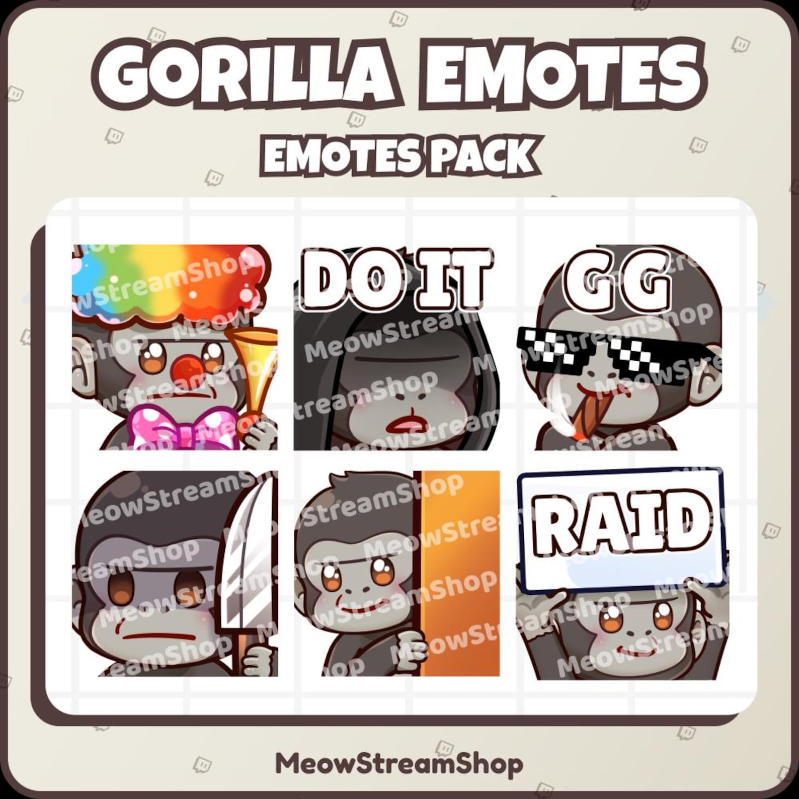 Gorilla Emote Mega Pack Vol. 1 – 24 Cute Twitch Emotes | Vtuber ...