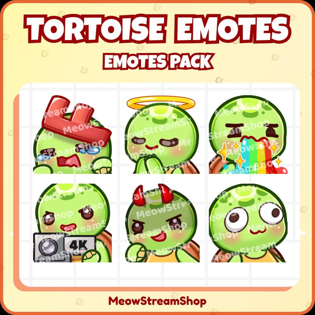 Twitch Emote Tortoise Pack #6 – 6 Cute Tortoise Turtle Emotes (F, Pray ...