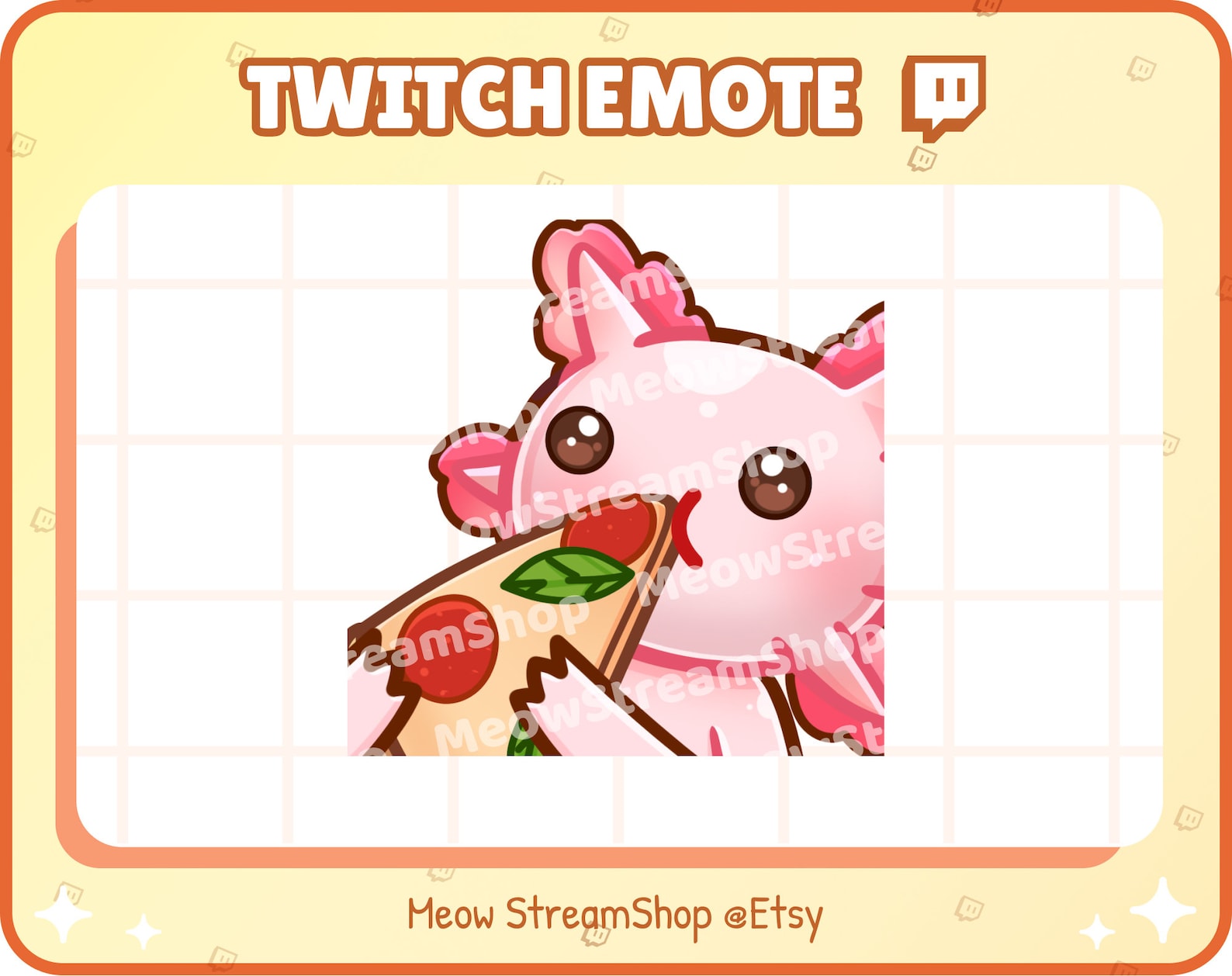Twitch Emote / Cute Axolotl Eat, Eating Pizza, Chomp, Nom Emote / Cute ...