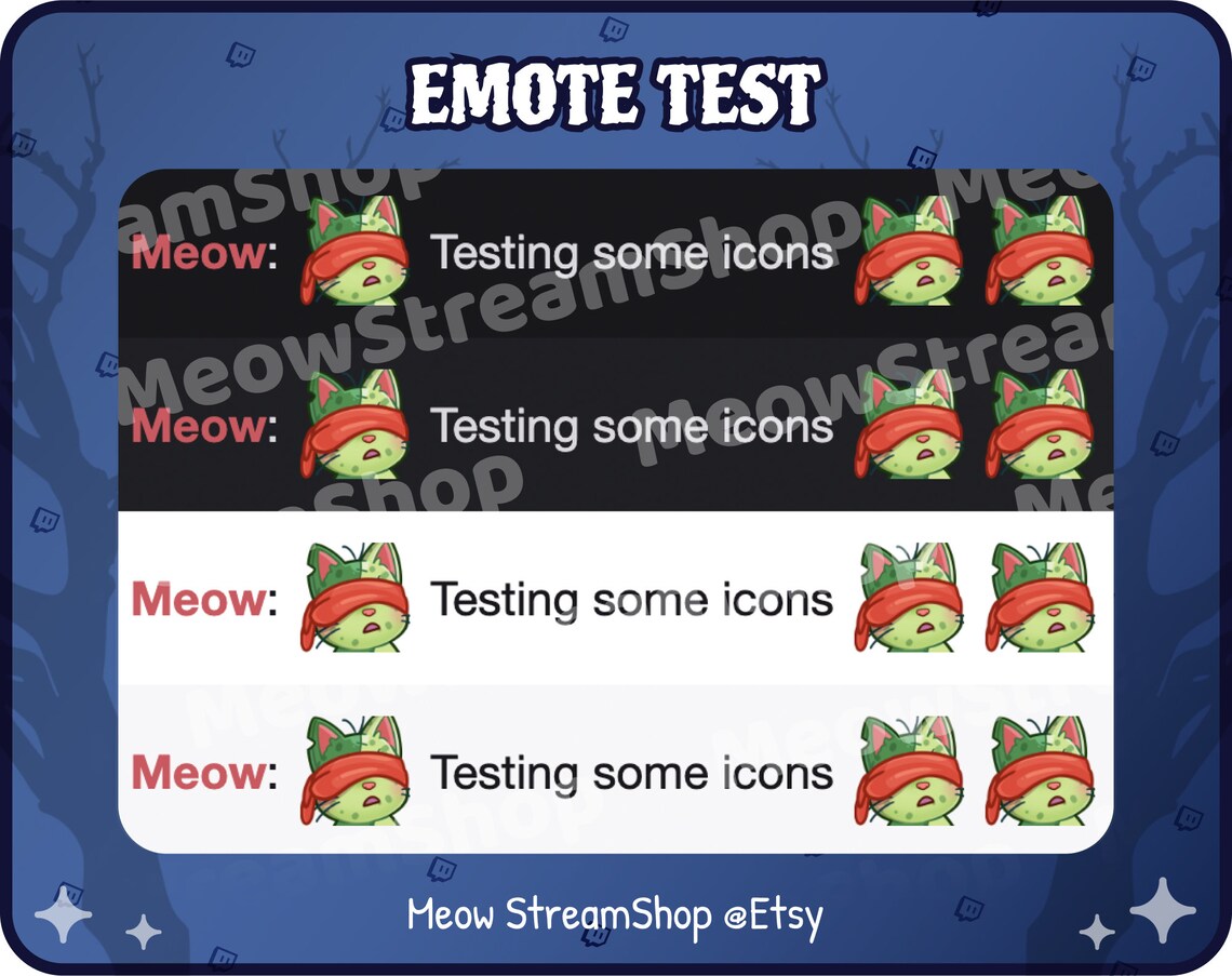 Twitch Emote / Cute Zombie Cat Blinfold, Blind Emotes / Kawaii Zombie ...