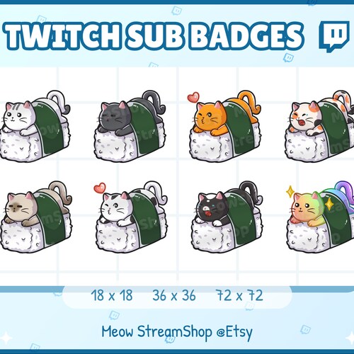 6 Cute Cat Sub Badges for Twitch - Etsy