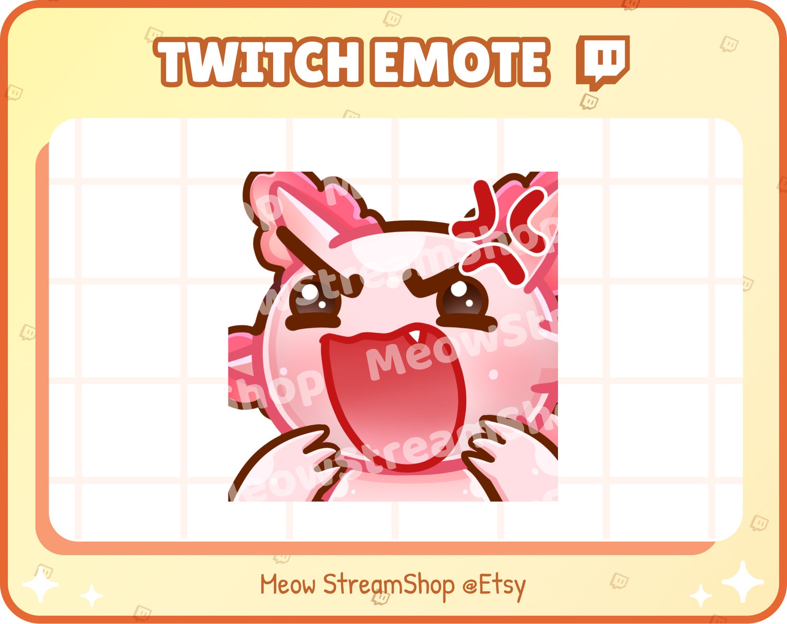 Twitch Emote / Cute Axolotl Sweating Emote / Cute Axolotl Salamander ...