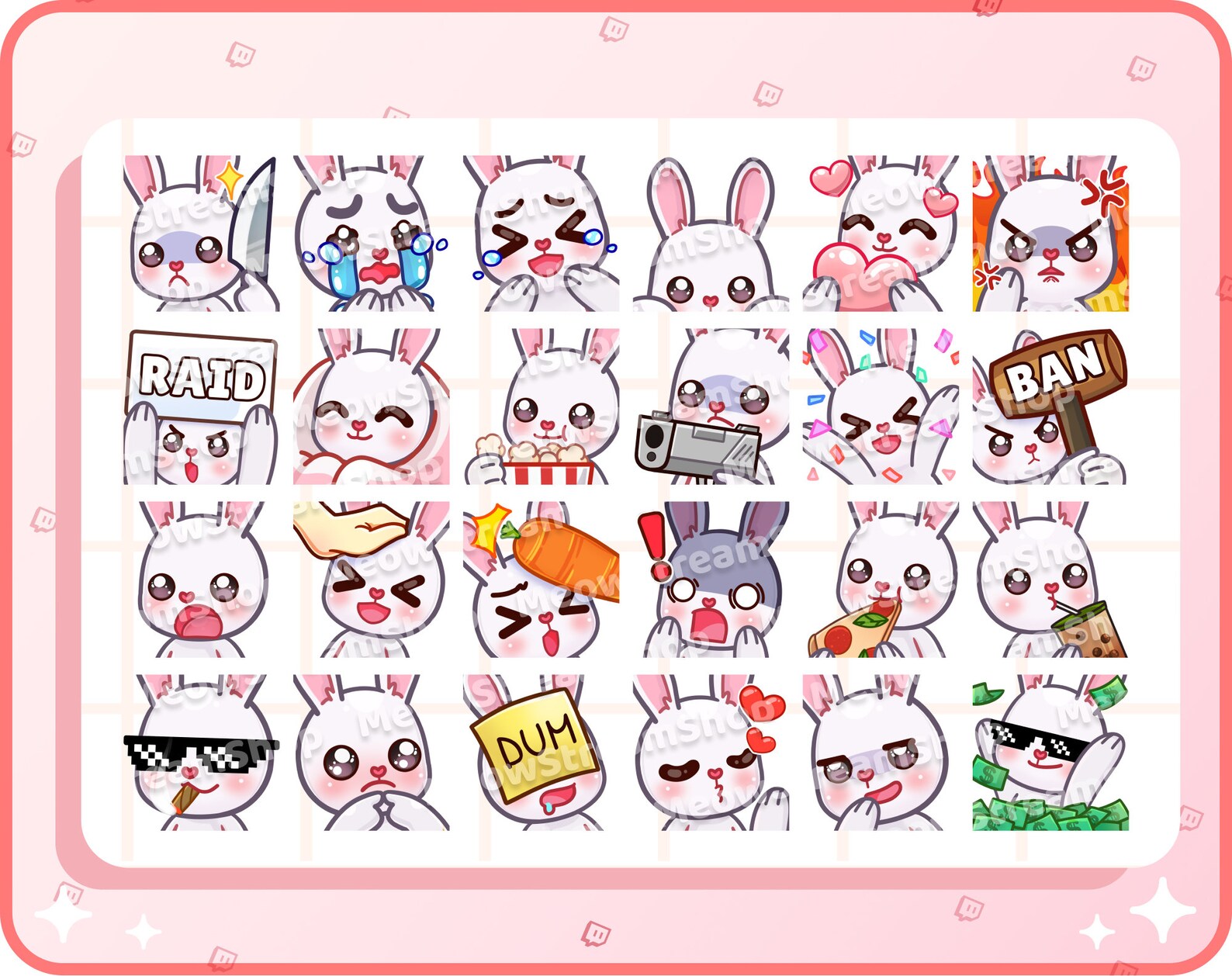 Twitch Emote / Cute Rabbit Mega Pack Emotes 24 Emotes Ready - Etsy