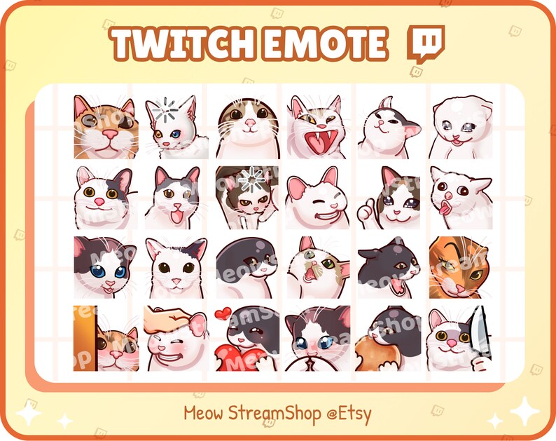 Twitch Emote / Cute Meme Cat Pack #1 Emotes (24 Emotes Ready to Use ...
