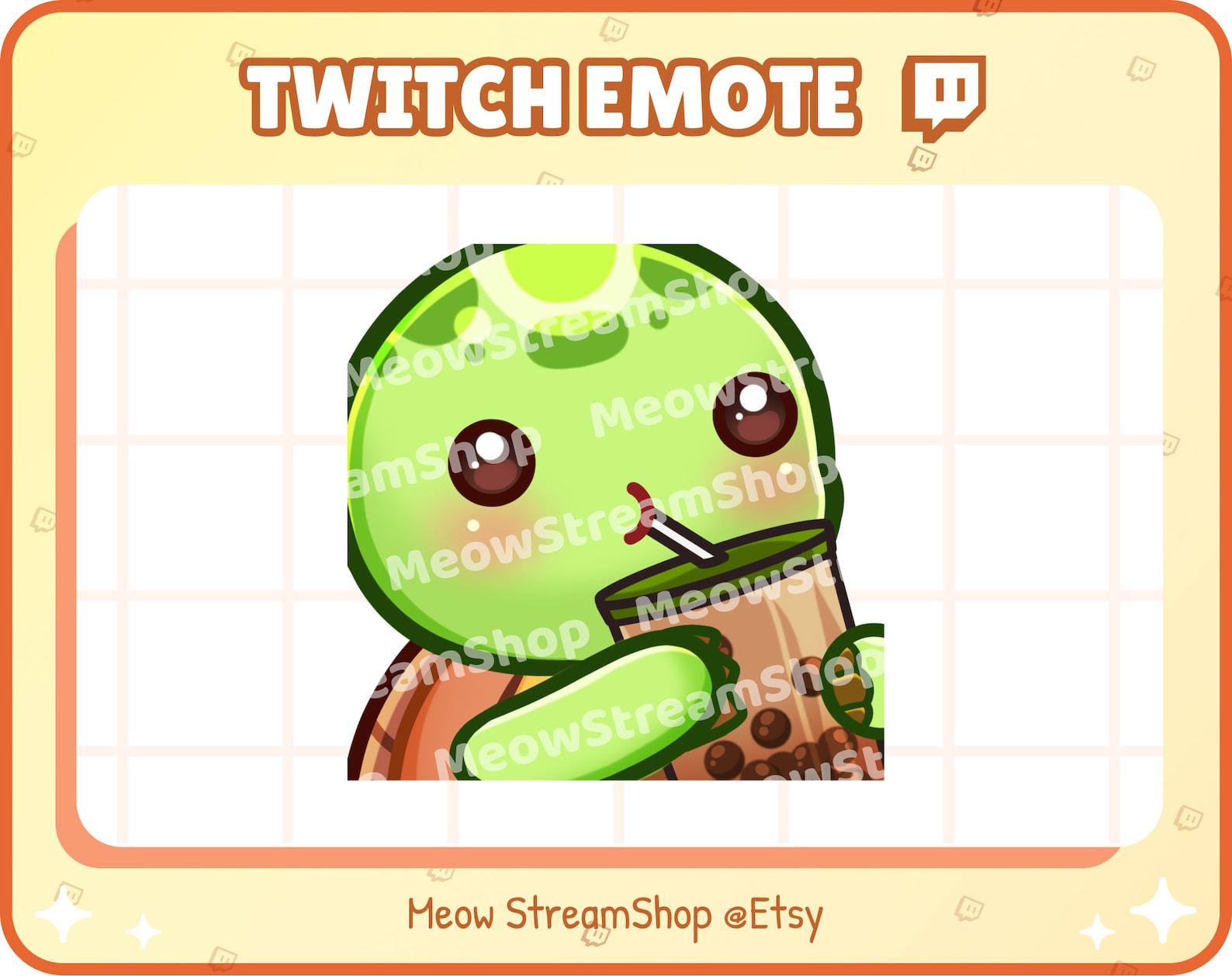 Twitch Emote / Cute Tortoise Sip Drink Boba Drinking Emotes - Etsy