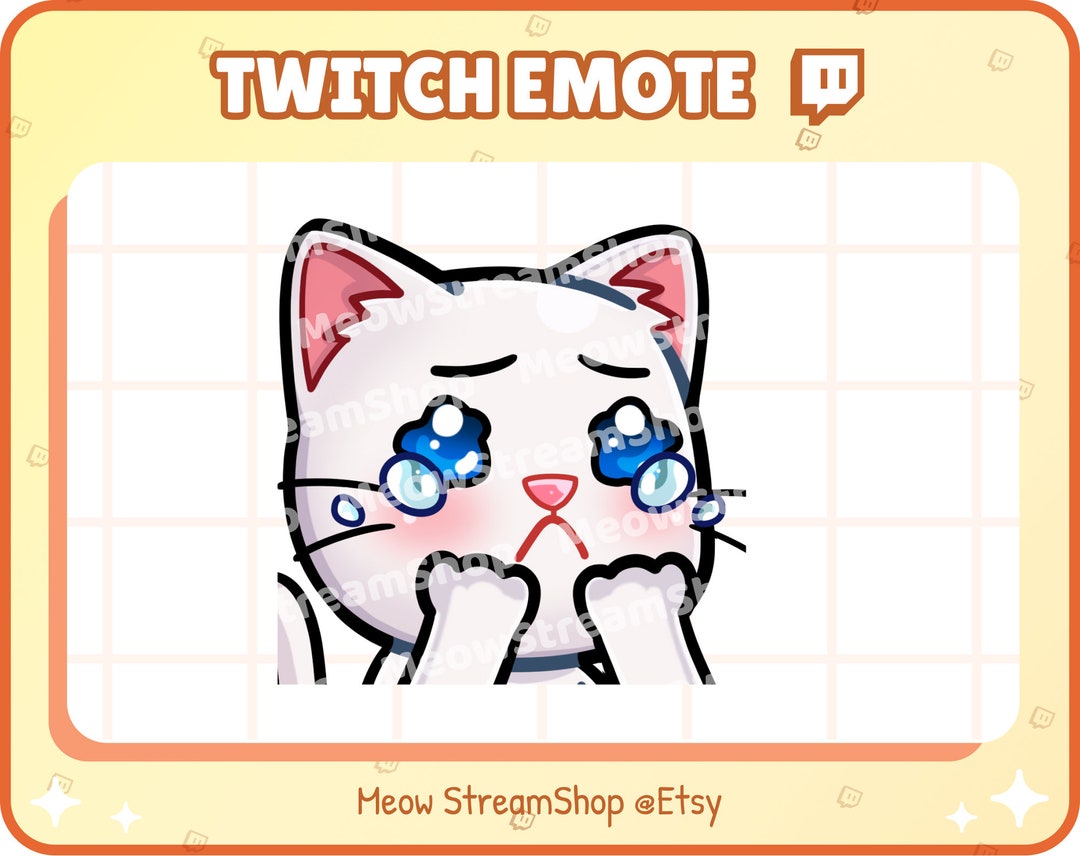 Twitch Emote / Cute White Cat Sad, Cry, Tears Emotes / Kawaii Kitten ...