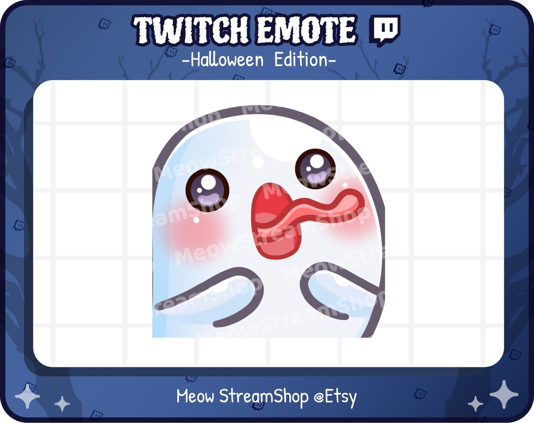 Twitch Emote / Cute Ghost Tongue Out, Reee, Lul Emote / Kawaii Spooky ...