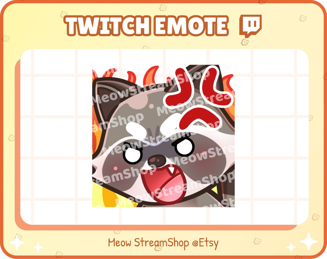 Twitch Emote / Cute Raccoon Angry Rage Fire Mad Emotes / - Etsy