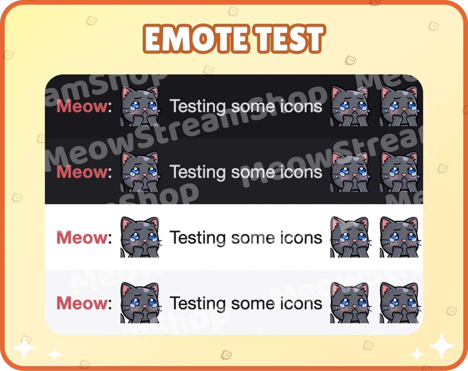 Twitch Emote / Cute Black Cat Sad, Cry, Tears Emotes / Kawaii Kitten ...