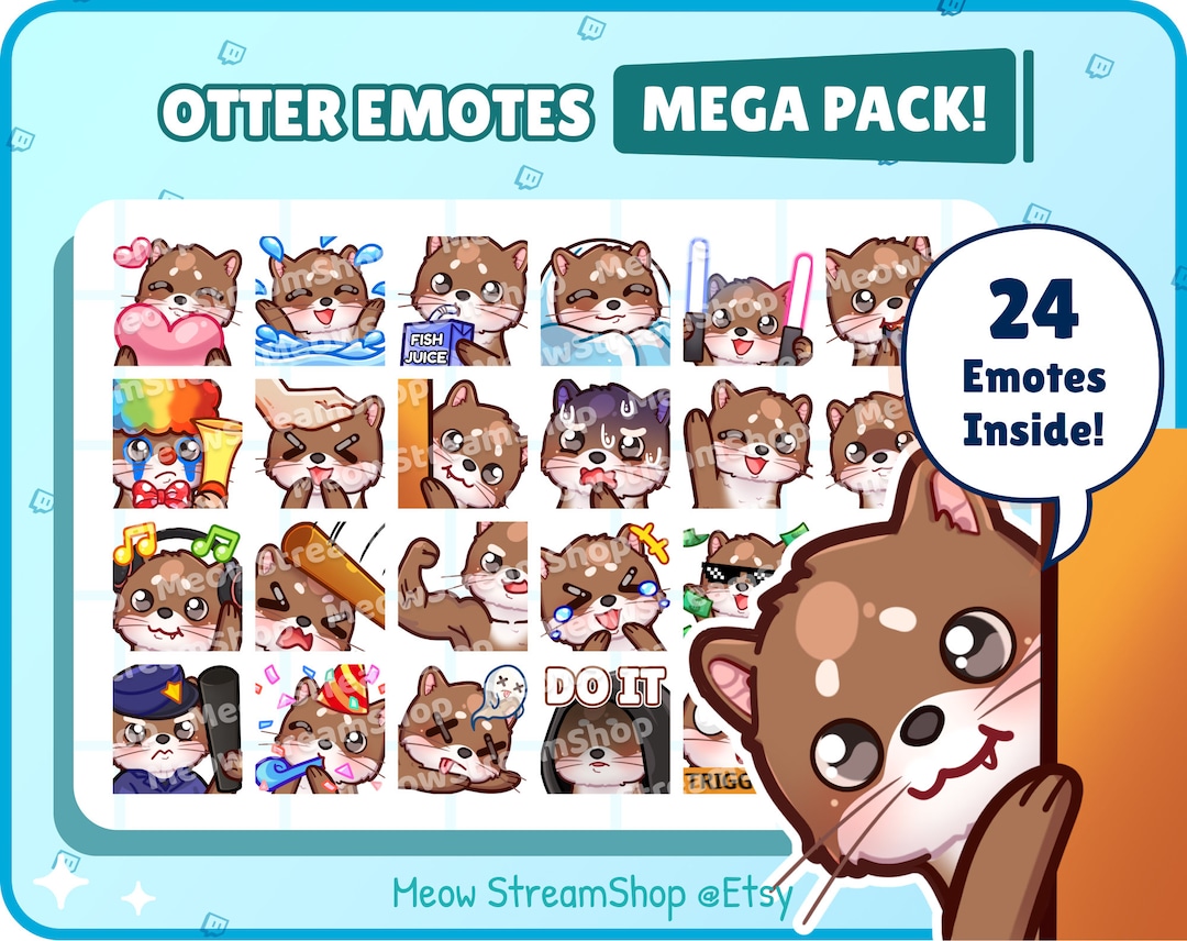 Twitch Emote / Cute Otter Mega Pack #1 Emotes (24 Emotes Ready to Use ...