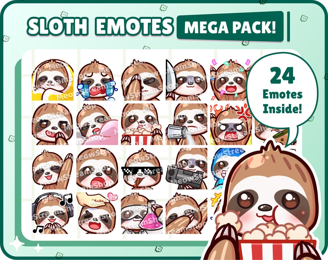 Twitch Emote / Cute Sloth Mega Pack 1 Emotes 24 Emotes Ready to Use ...