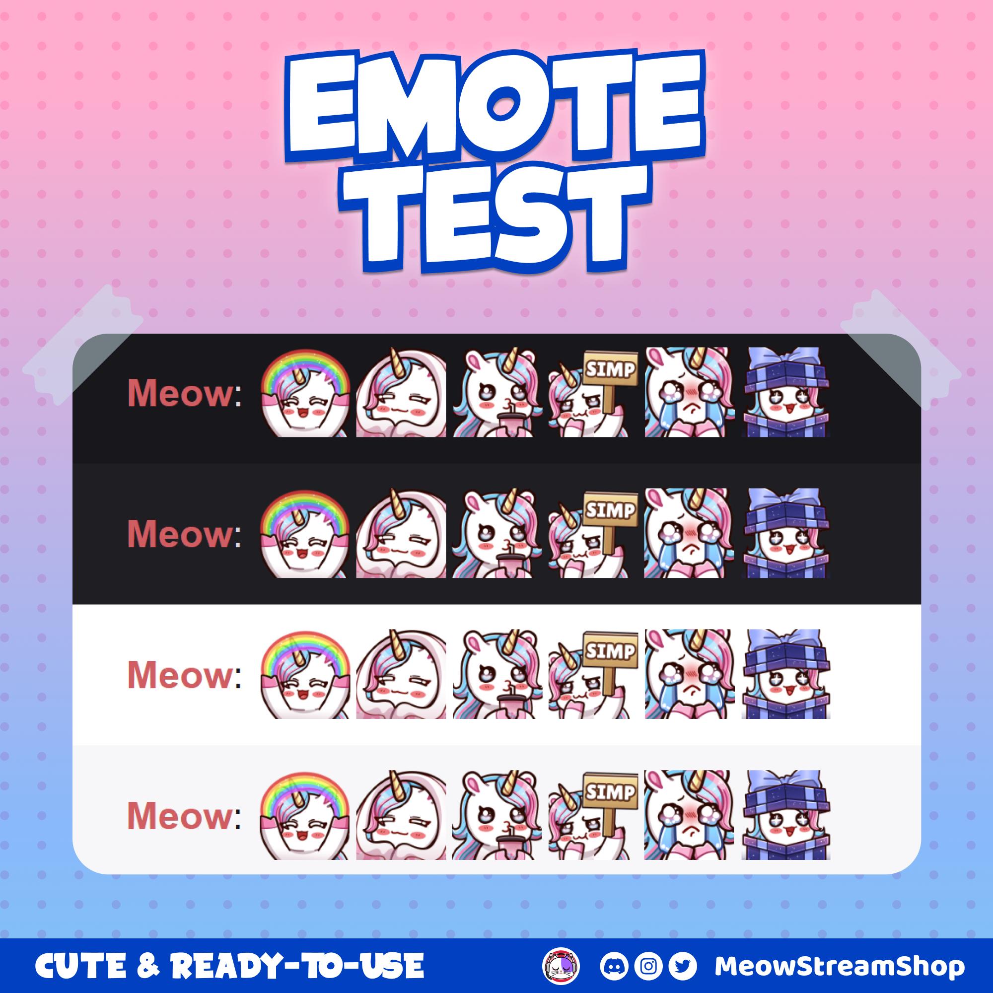 Twitch Emotes / Cute Rainbow Unicorn Emotes Pack 2 (comfy, Sip Boba ...