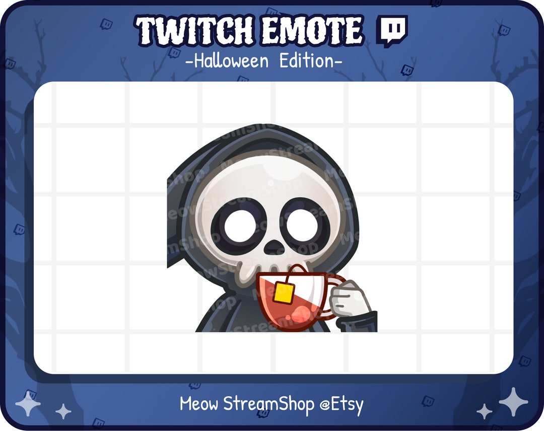 Twitch Emote / Cute Grim Reaper Sip, Sipping Tea, Drink Emotes / Kawaii ...