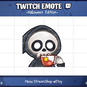 Twitch Emote / Cute Grim Reaper Sip, Sipping Tea, Drink Emotes / Kawaii ...