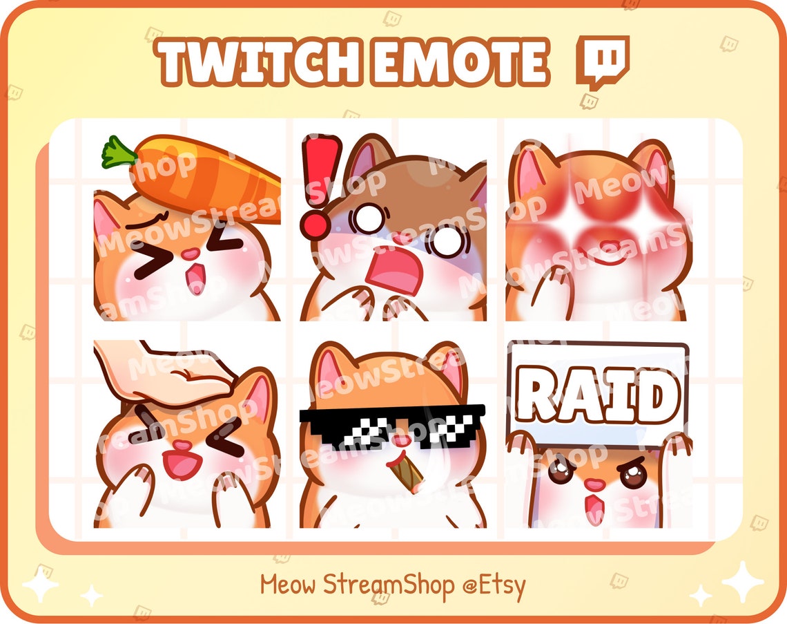 Twitch Emote / Cute Hamster Emotes Pack #3 (bonk, Shock, Woke, Pat, GG ...