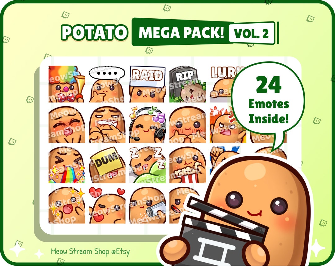 Twitch Emote / Cute Potato Mega Pack #2 Emotes (24 Emotes Ready to Use ...