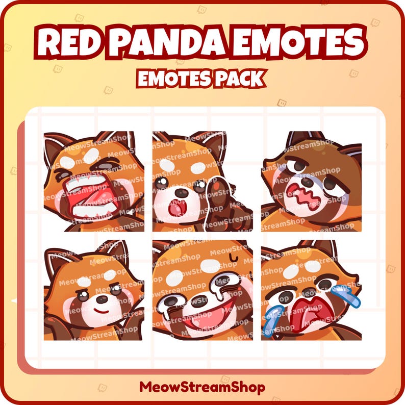 Twitch Emote / Cute Red Panda Emotes Pack #11 (LFG, Simp, Bocchi, Shrug ...