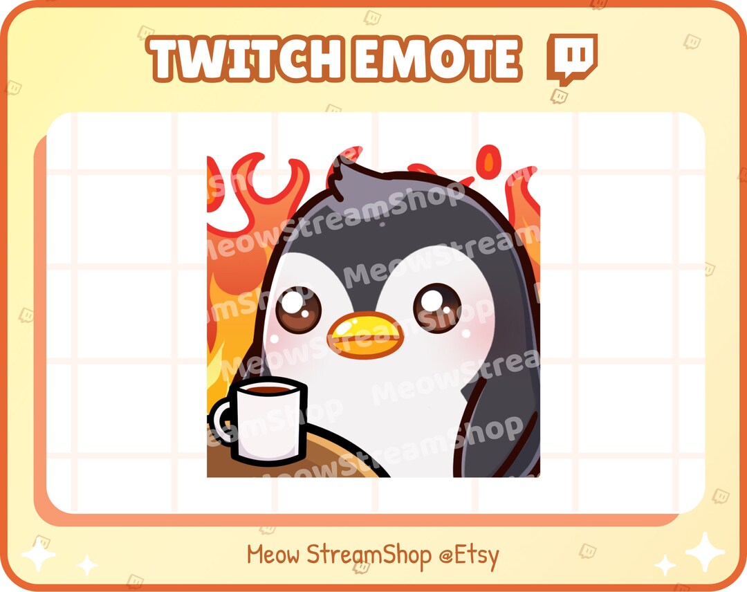 Twitch Emote / Cute Penguin This is Fine Emotes / Cute Penguin Emote ...